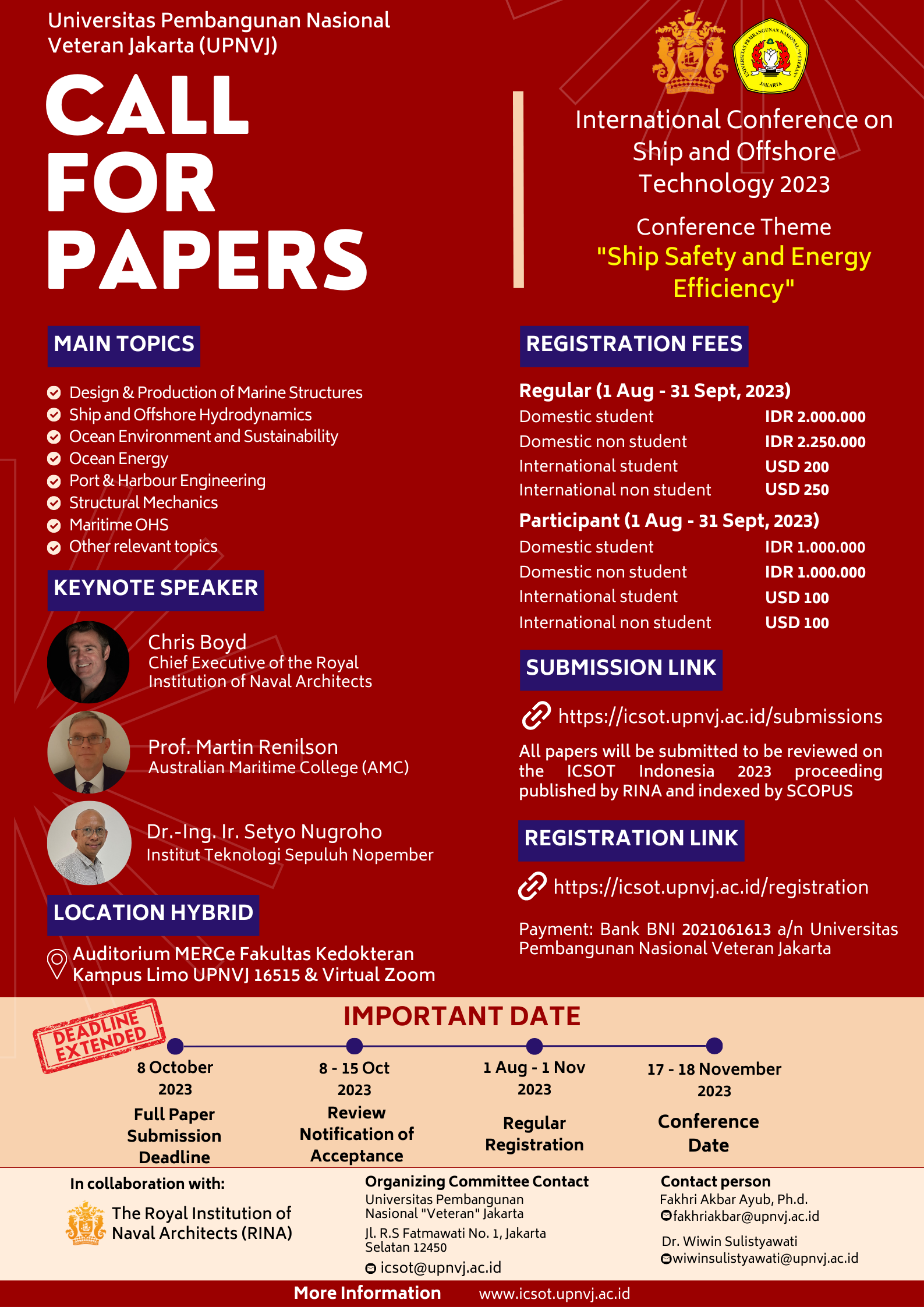 International Conference on Ship and Offshore Technology 2023 – Fakultas Teknik UPN Veteran Jakarta