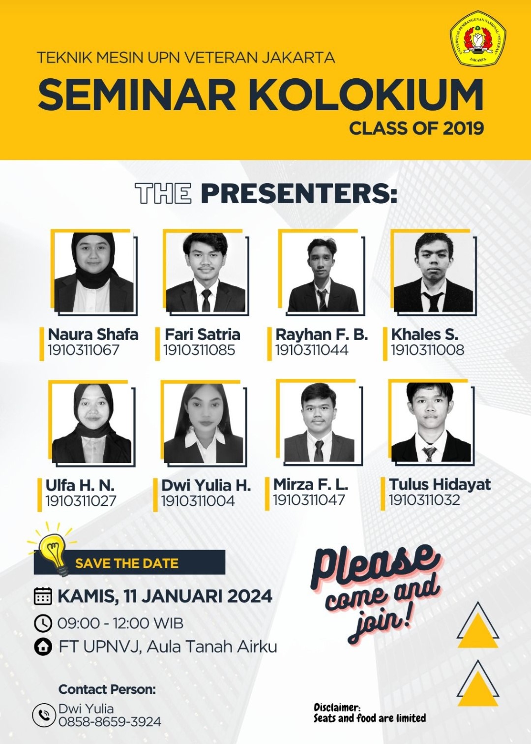 SEMINAR KOLOKIUM oleh Teknik Mesin UPNVJ - Fakultas Teknik UPN Veteran ...